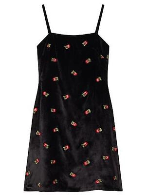 OMNES Jules Floral-embroidered Velvet Mini Dress - Black