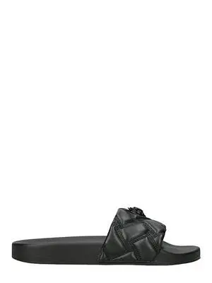 Kurt Geiger Meena Eagle-embellished Faux-leather Flat Sandals - Black
