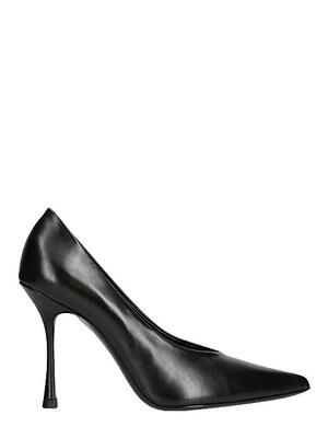 JUDE Leather Pointed Toe Stiletto Court Heels - Black