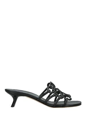 Loewe Petal Anagram Leather Heeled Slides - Black