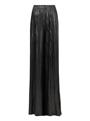 LEEM Plisse Elasticated-waistband Wide-leg Trousers - Grey