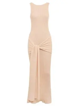 House Of Cb Akaia Draped Silky Knit Maxi Dress - Champagne