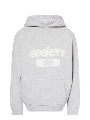 SISTERS & SEEKERS Relaxed-fit Knitted Hoodie - Soft Grey