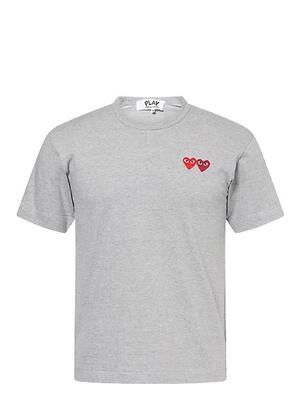 Play Comme Des Garcon Heart-embroidered Cotton-jersey T-shirt - Grey