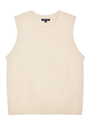 Soeur Ribbed-collar Stretch-knitted Vest - Ecru
