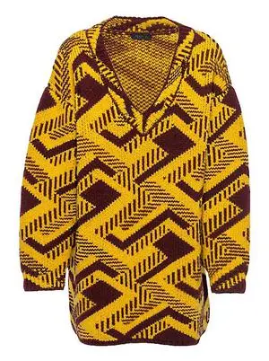 Prada Shetland Geometric-pattern Wool Jumper - Bordeaux