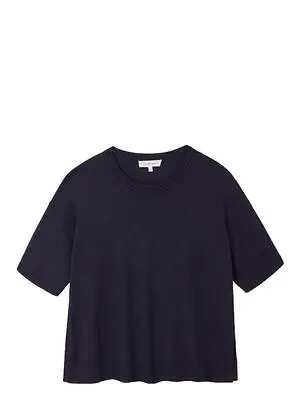 THE WHITE COMPANY Short-sleeved Knitted T-shirt - Navy
