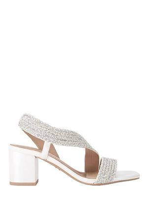 Carvela Gala Jewel Woven Heeled Sandals - White