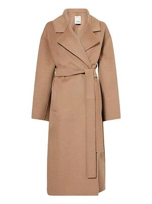 Max Mara Long Brushed Wool Coat - Camel
