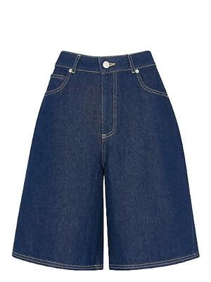 Whistles Wide-leg Knee-length Denim Shorts - Navy