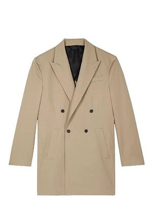 The Kooples Peak Lapel Double-breasted Cotton Jacket - Sand