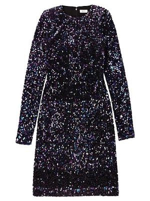 RO&ZO Evie Sequin Long Sleeve Mini Dress - Blue