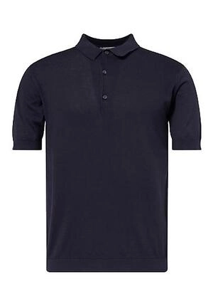 John Smedley Sea Island Cotton Polo Shirt M Midnight