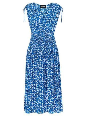 Whistles Brushed-stroke Shirred-panel Woven Midi Dress - Multi-coloured