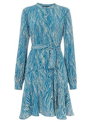 Whistles Zebra-print Tie-waist Woven Mini Dress - Multi-coloured