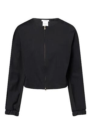 Max Mara Collarless Zip-up Cropped Boxy Jacket - Black