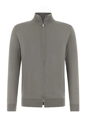 Boggi Milano Boggi Milano Superfine Wool Knit Full-Zip Jumper Mud