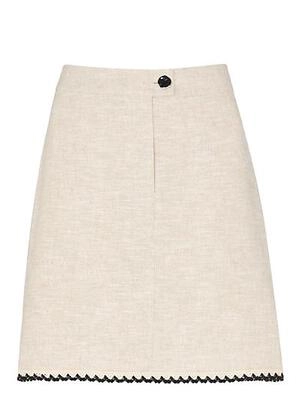 Whistles Broderie-trim Linen-blend Mini Skirt - Brown