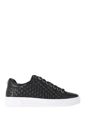 Carvela Daze Weave Logo-plaque Faux-leather Low-top Trainers - Black