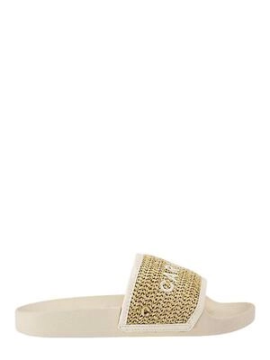 Carvela Sorrento Straw Weave Faux-leather Slider Sandals - Bone/comb