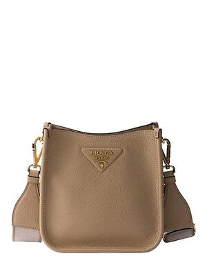 Prada Triangle-patch Leather Mini Shoulder Bag - Brown
