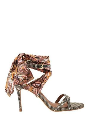 Kurt Geiger Woven Heeled Sandals With Scarf Tie Detail - Brown/oth