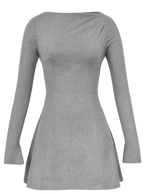 House Of Cb Angelique Long-sleeved Stretch-woven Mini Dress - Grey