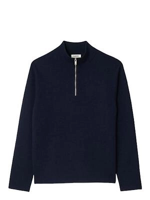Sandro Wool Half-zip Jumper - Midnight Blue