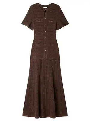 Sandro Rhinestone Embellished Knitted Maxi Dress - Brown