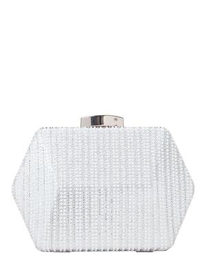 PHASE EIGHT Rhinestone Embellished Clutch - Silver