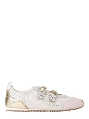 Kurt Geiger Leather Ballet Flats With Metallic Trim - White/oth