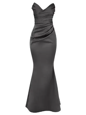 House Of Cb Sweetheart Neckline Fishtail Hem Maxi Dress - Shadow