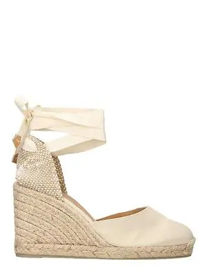 CastaÑer Carina Cotton Wedge Espadrilles With Tie Fastening - Cream