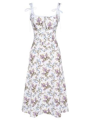 House Of Cb Dionne Print Cotton Midi Dress - Off White Floral