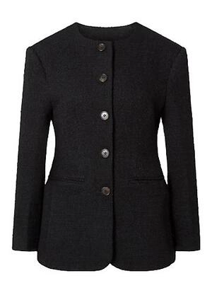 MALINA Carol Fitted Round-neck Wool-blend Blazer - Black