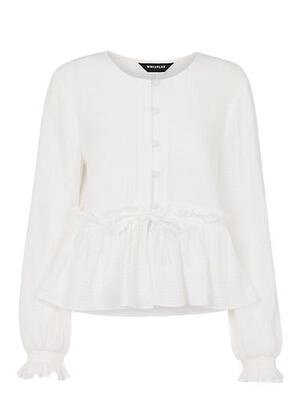 Whistles Peplum-hem Cotton Blouse - White