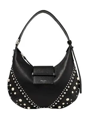 JIMMY CHOO Bar Hobo Small Leather Shoulder Bag - Black/ivory/antique