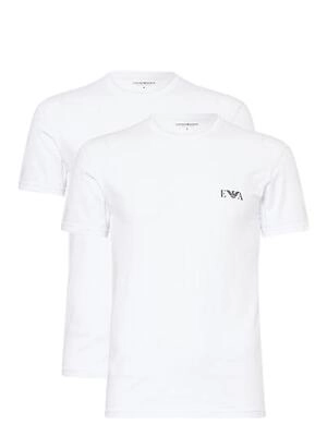 Emporio Armani Brand Logo-print Pack Of Two Cotton-jersey T-shirts - White/white