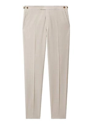 REISS Belmont Slim-fit Straight-leg Stretch Wool-blend Trousers - Stone