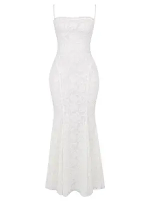 House Of Cb Joan Burnout Lace Maxi Dress - Ivory