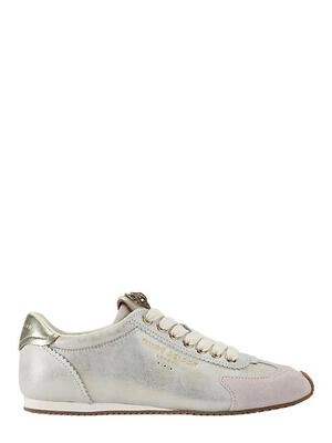 Kurt Geiger Islington Eagle-embellished Metallic Leather Trainers - White/oth
