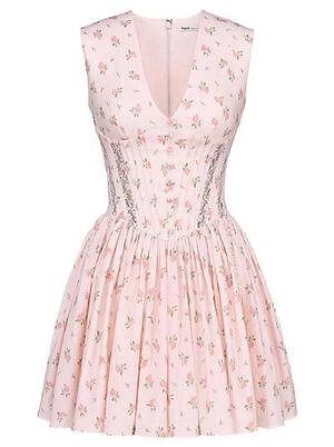 House Of Cb Carmel Floral-print Stretch-cotton Mini Dress - Cloud Dancer