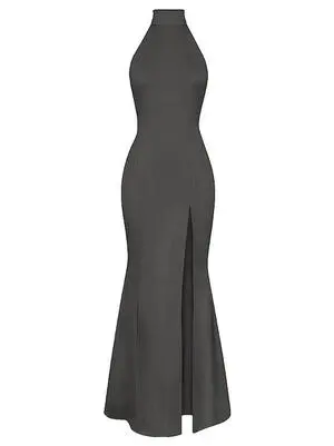 House Of Cb Juliette Halterneck Maxi Dress With Split Hem - Shadow