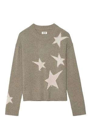 Zadig&Voltaire Markuz Star-motif Cashmere Jumper - Olive