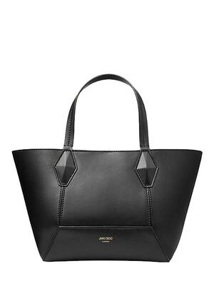 JIMMY CHOO Diamond Logo-embossed Leather Tote Bag - Black