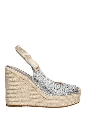 Steve Madden Embellished Wedge Sandals - Silver