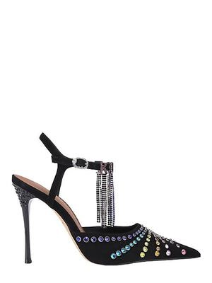 Kurt Geiger Kurt Crystal Suede Heeled Slingback Courts - Black/comb