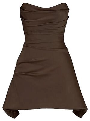 House Of Cb Strapless Cotton-blend Mini Dress - Brown