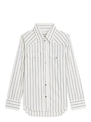 Zadig&Voltaire Thelma Logo-embellished Striped Cotton-poplin Shirt - Pear