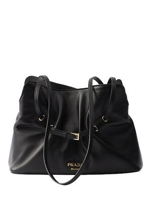 Prada Small Dada Leather Shoulder Bag Black